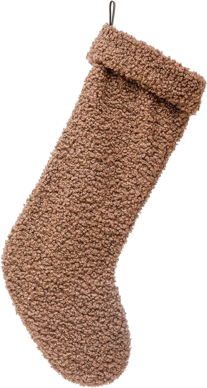 Brown Boucle Fabric Stocking - Everything Envy